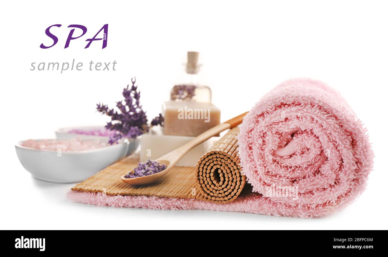 Spa composition and word SPA on white background. Space for text Stock ...