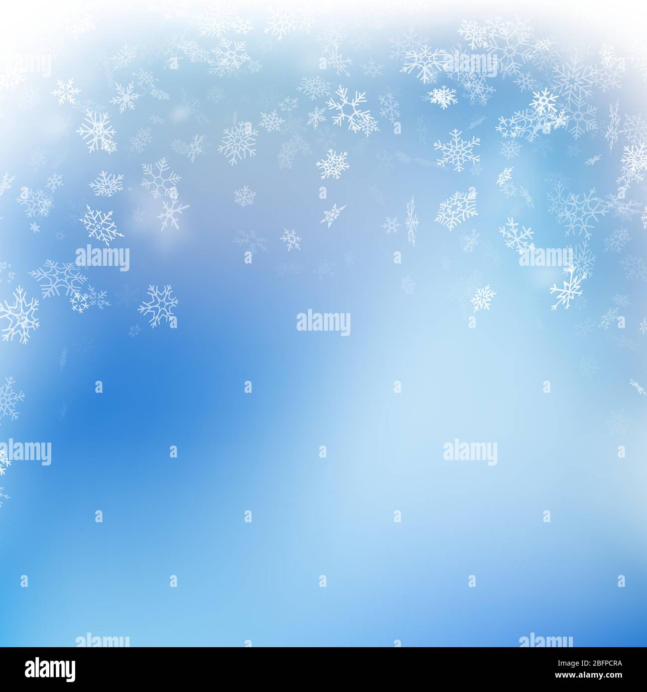 Snowflake flying, card or banner with snow elements, flakes confetti ...