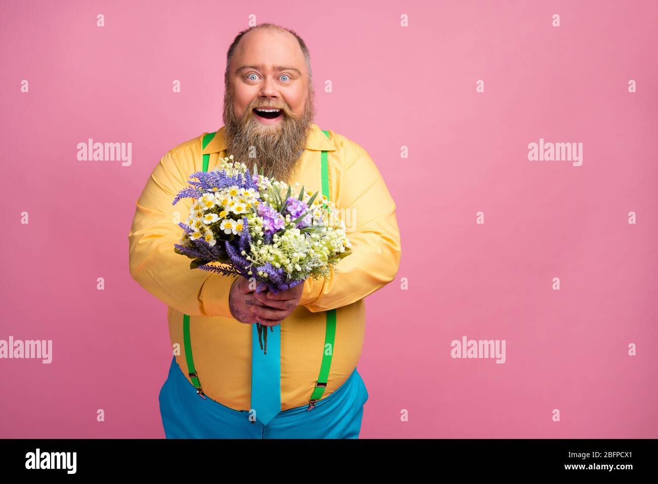 Portrait of his he nice affectionate careful funky glad positive ...