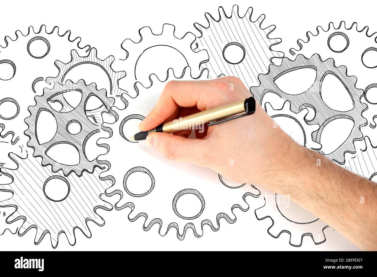 Mla hand drawing part of mechanism on white background. Business ...