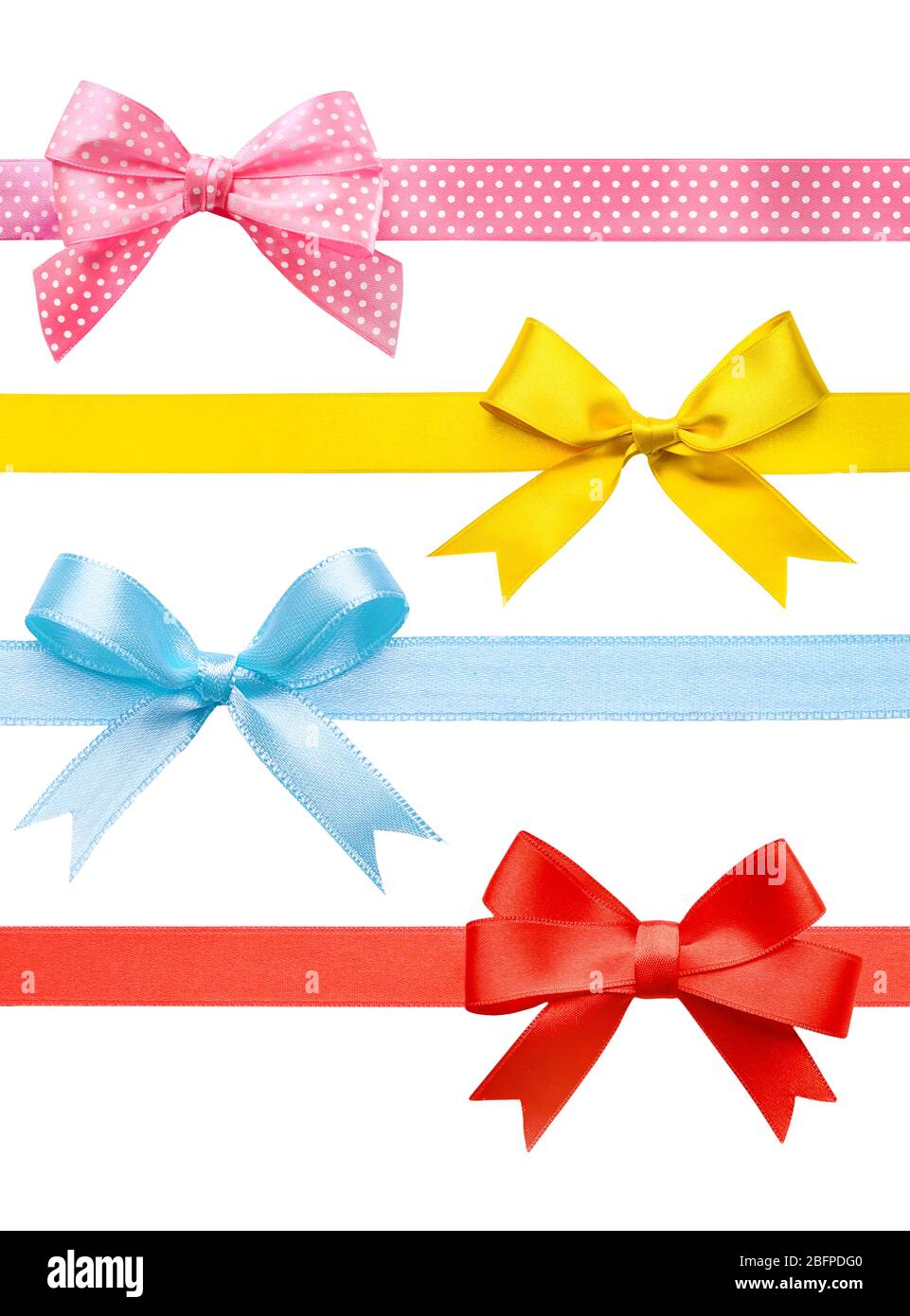Set of colorful festive ribbons with bows on white background Stock ...