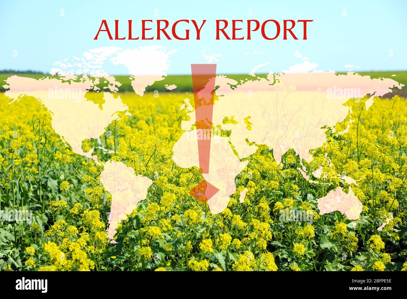 Text ALLERGY REPORT and world map on landscape background Stock Photo ...