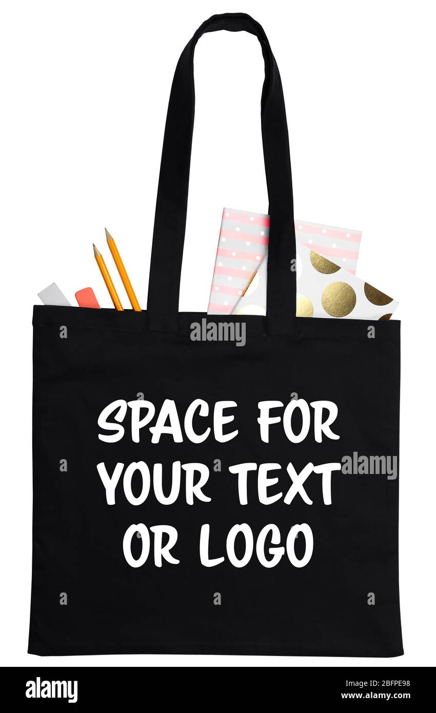Textile bag with space for text or logo on white background Stock Photo ...