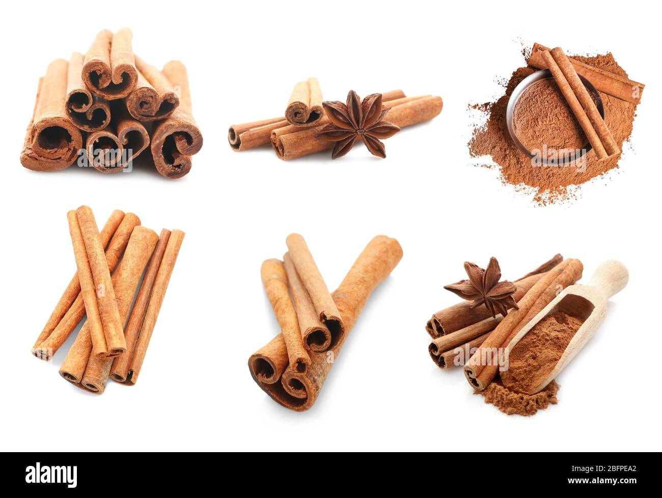 Collage spice cinnamon sticks Cut Out Stock Images & Pictures - Alamy