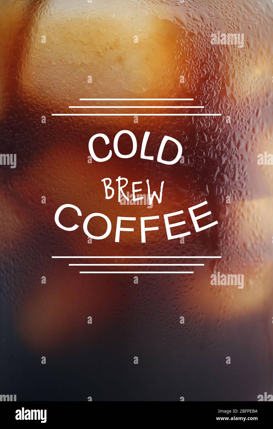 Text COLD BREW COFFEE on steamed glass background Stock Photo - Alamy