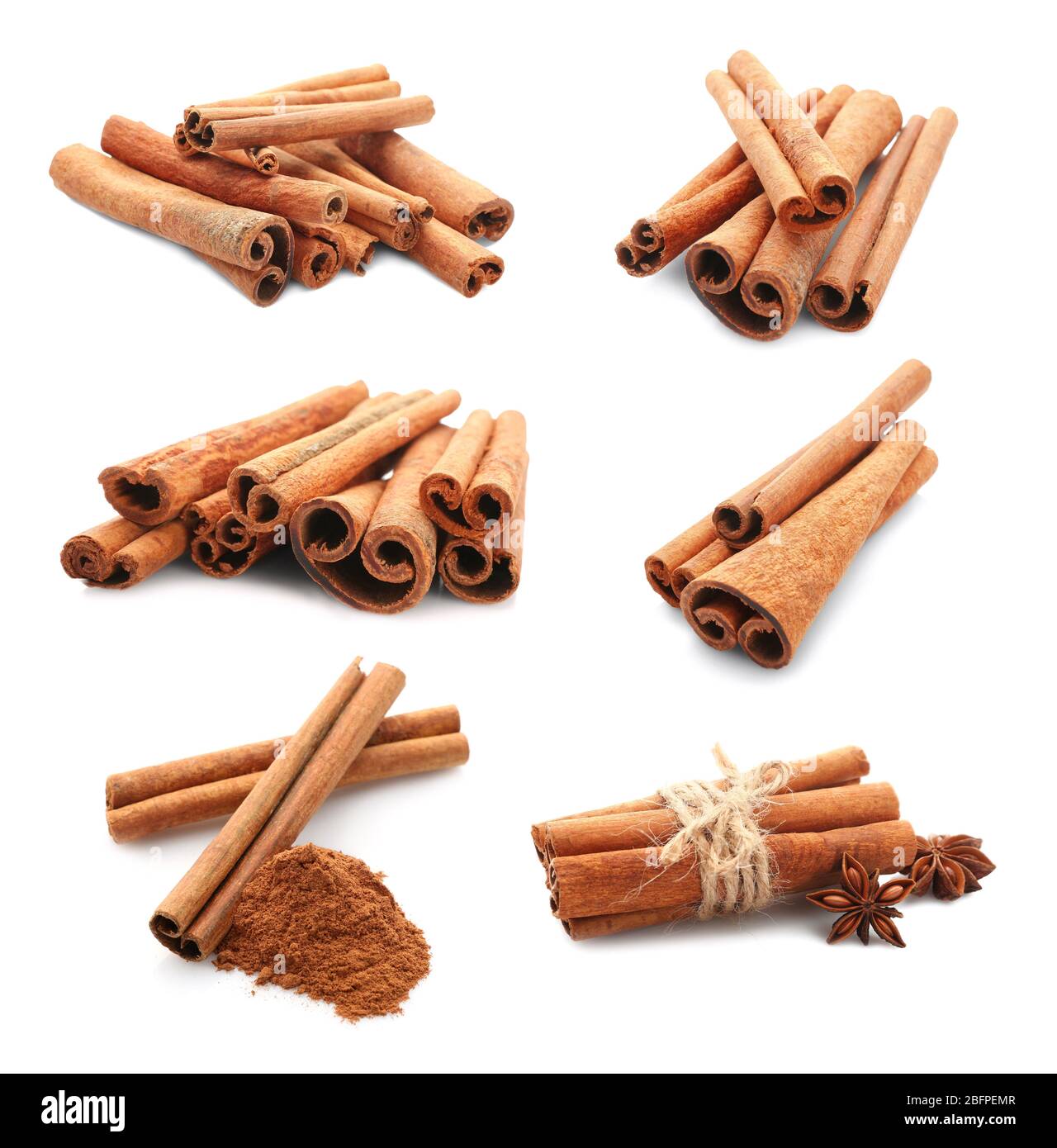 Collage spice cinnamon sticks Cut Out Stock Images & Pictures - Alamy