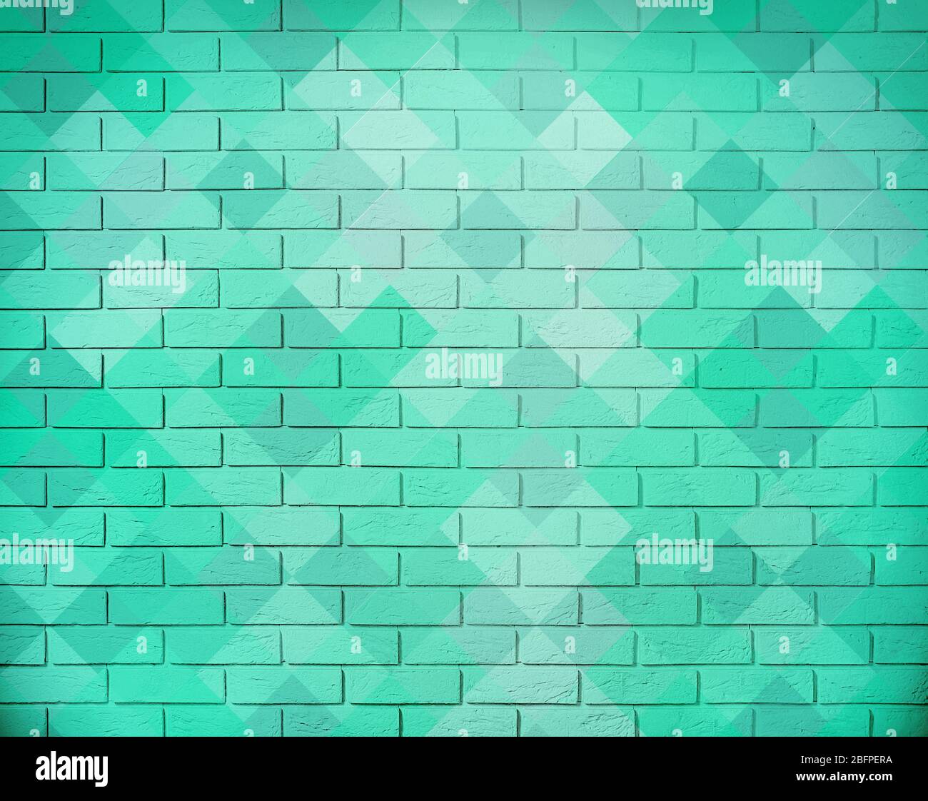 Mint color design of brick wall background Stock Photo - Alamy