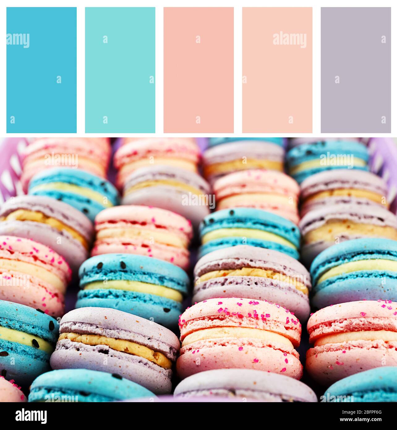 Mint color matching and sweet macarons, closeup Stock Photo - Alamy