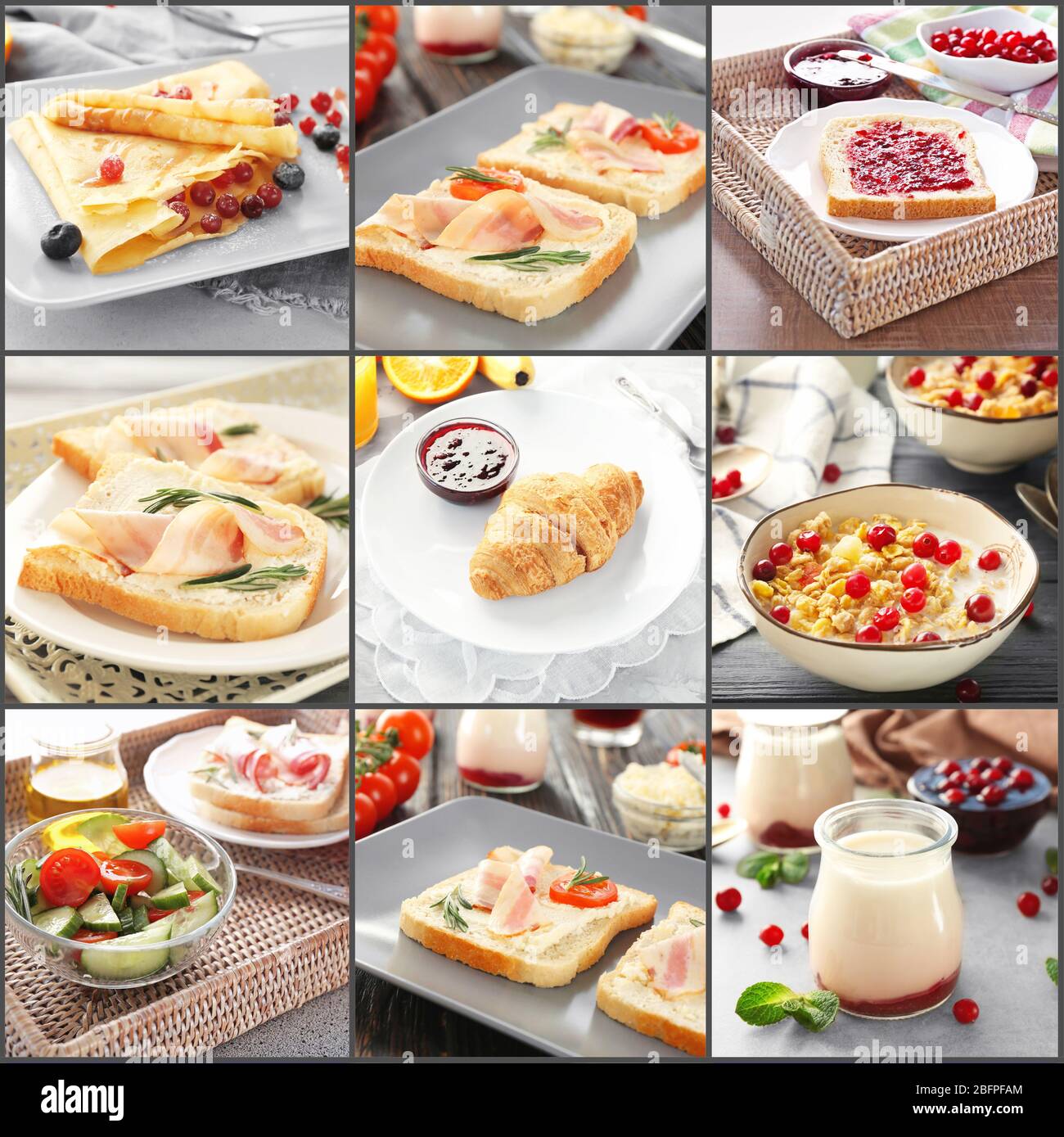 Collage of delicious food as background. Ideas for nutrient breakfast ...