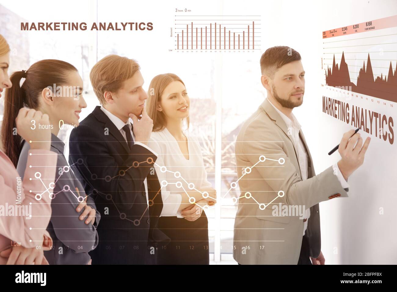 Marketing analytics concept. People on business meeting in office Stock ...