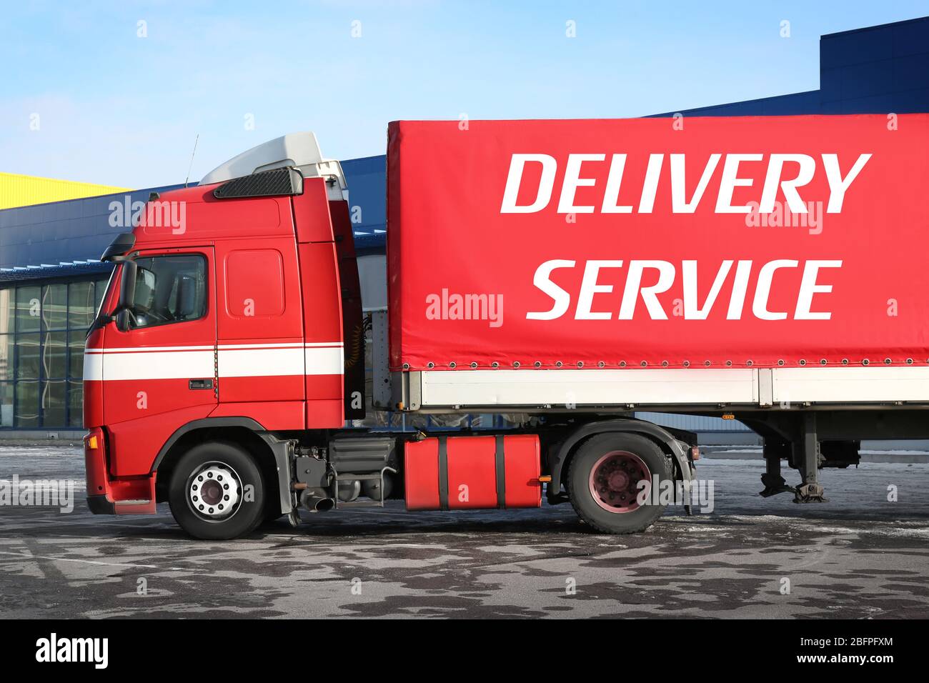 Delivery concept. Service truck at parking lot Stock Photo - Alamy