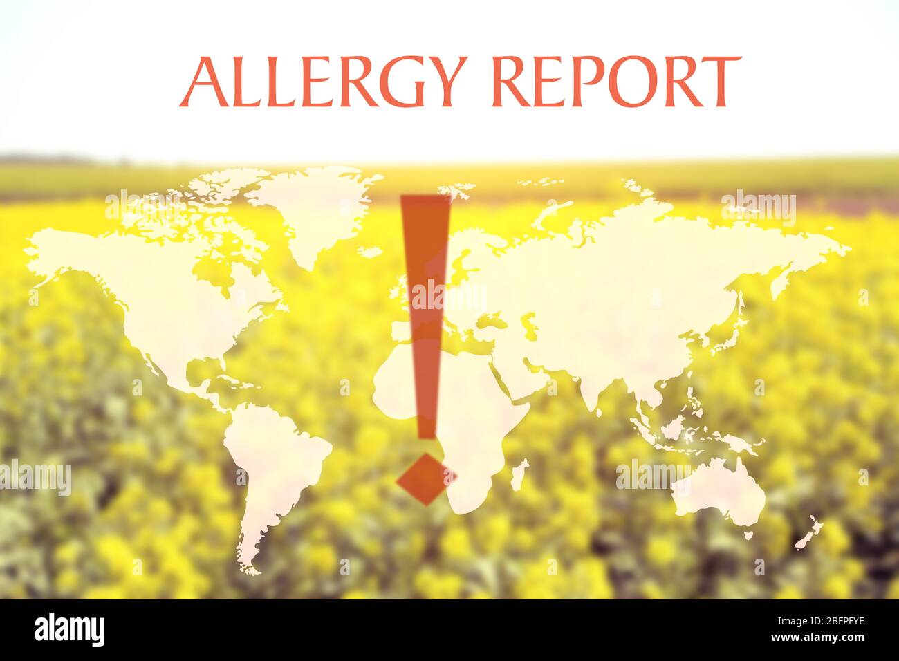Text ALLERGY REPORT and world map on landscape background Stock Photo ...