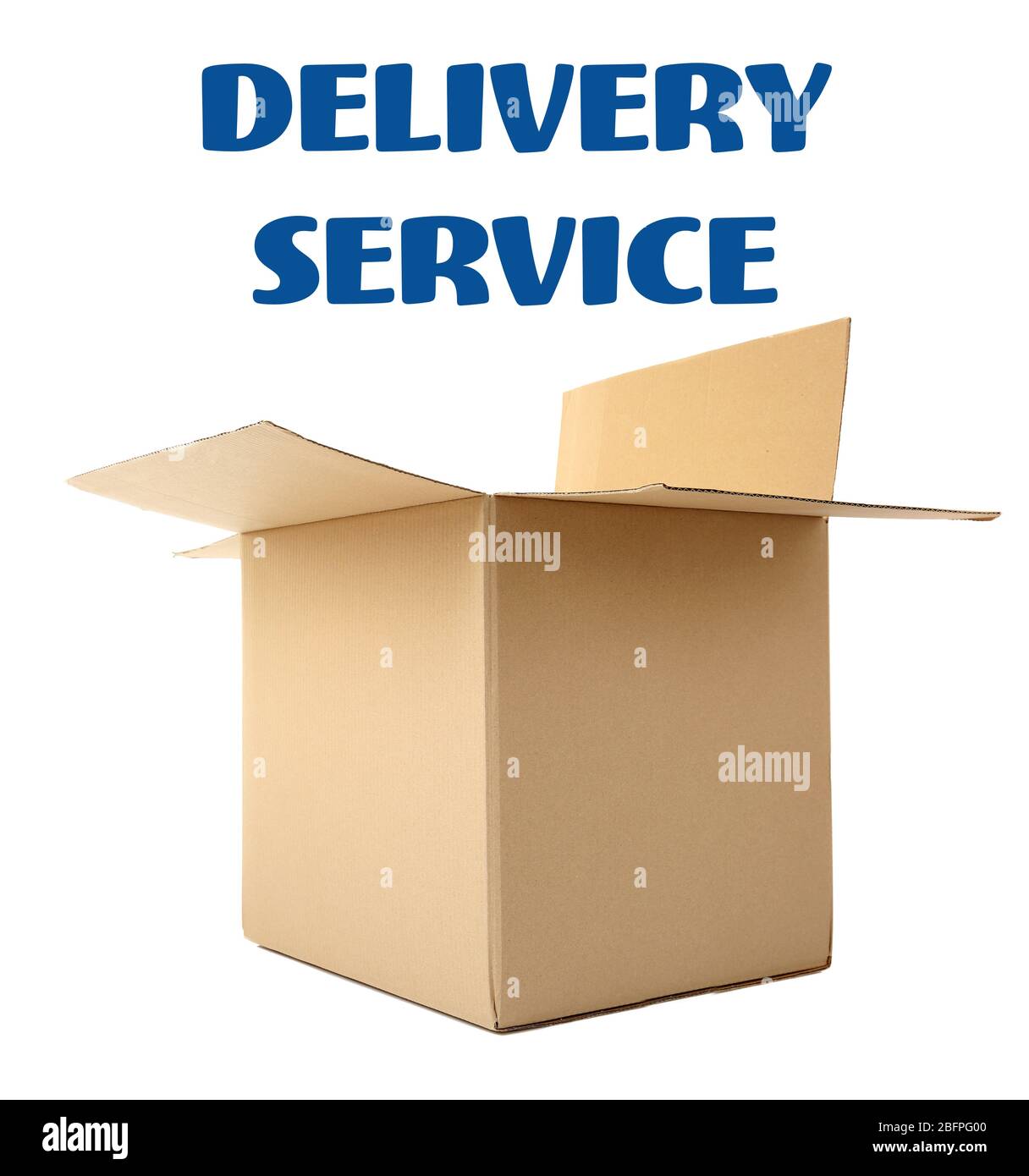 Delivery concept. Opened cardboard box on white background Stock Photo ...