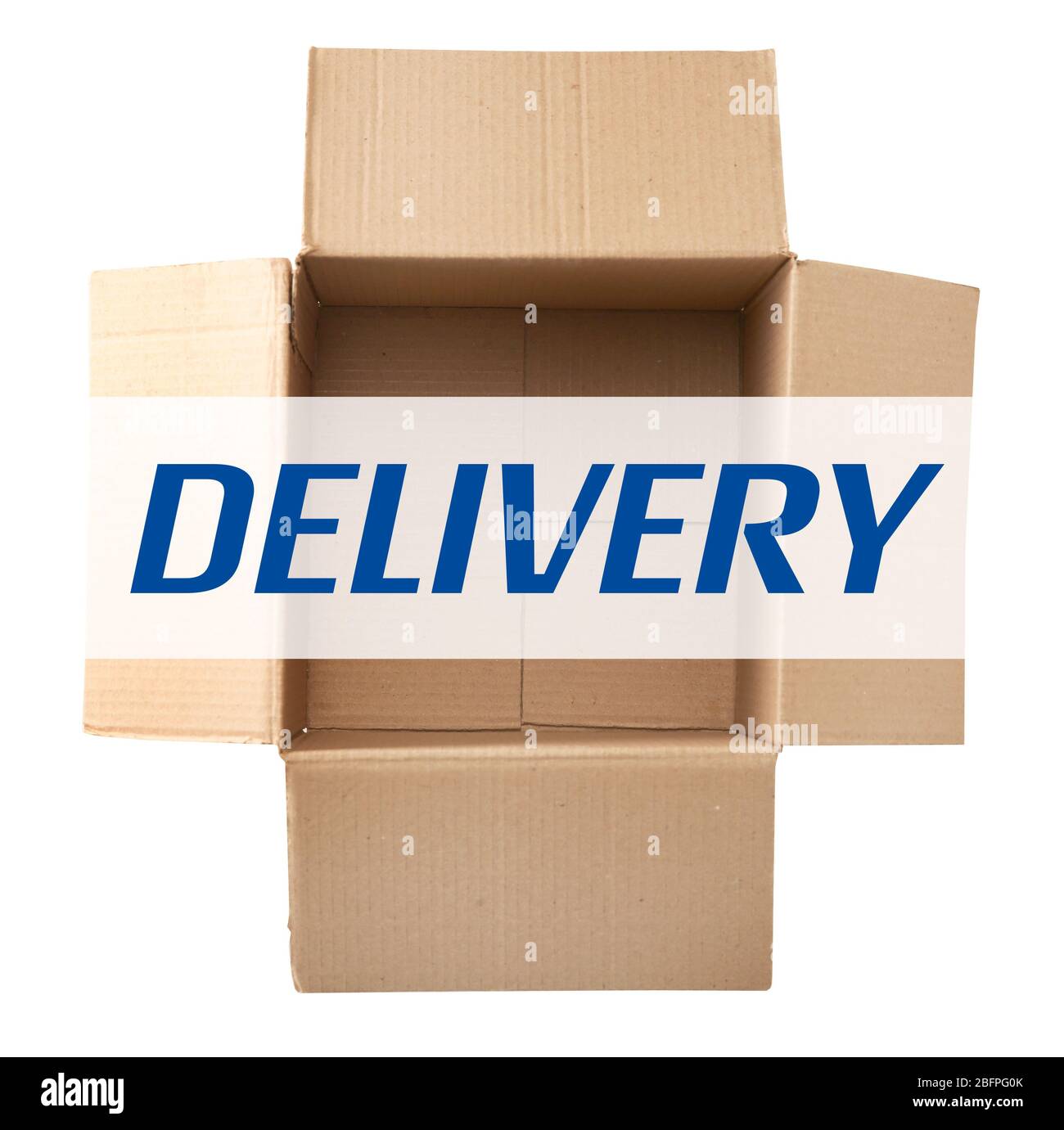 Delivery concept. Empty cardboard box on white background Stock Photo ...