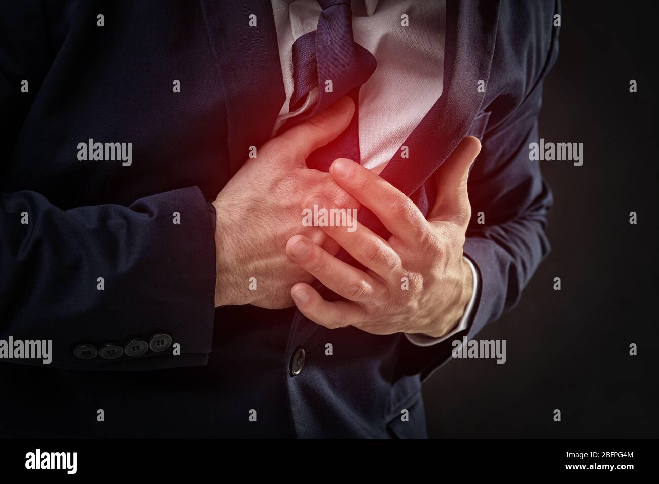 Heart attack concept. Man suffering from chest pain, closeup Stock ...