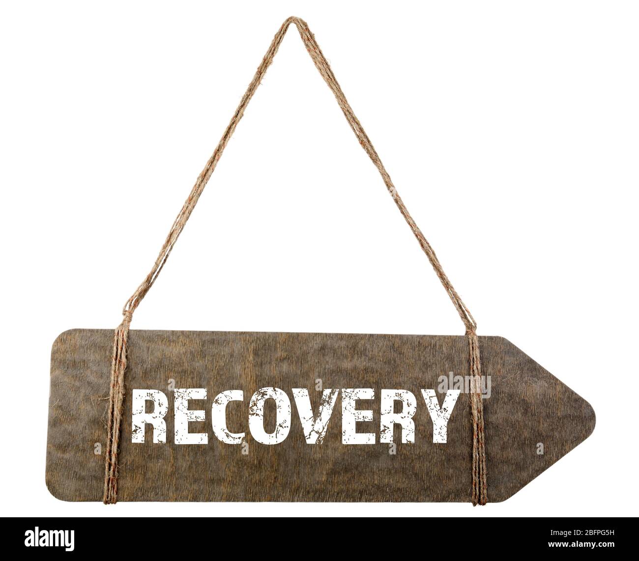Rehabilitation concept. Signboard with word RECOVERY on white ...