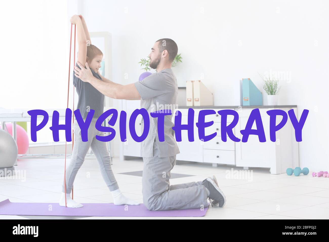 Physiotherapy concept. Physiotherapist working with patient in ...