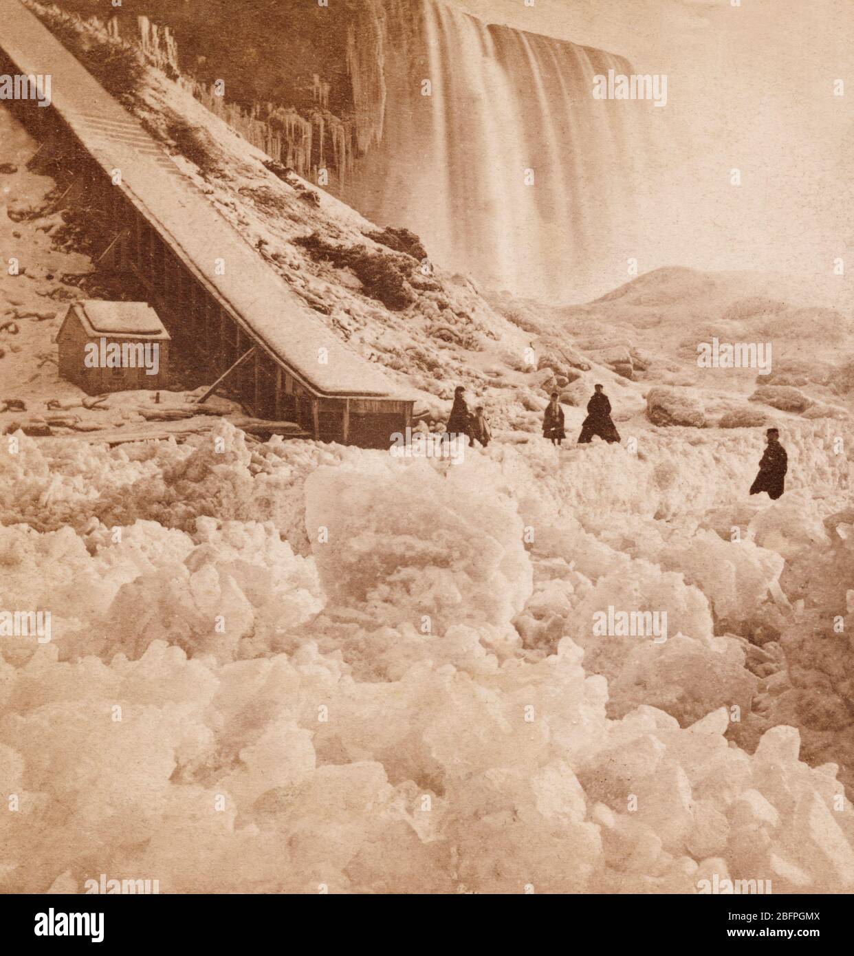 Ice bridge across the river, Niagara, New York state about 1880 Stock ...