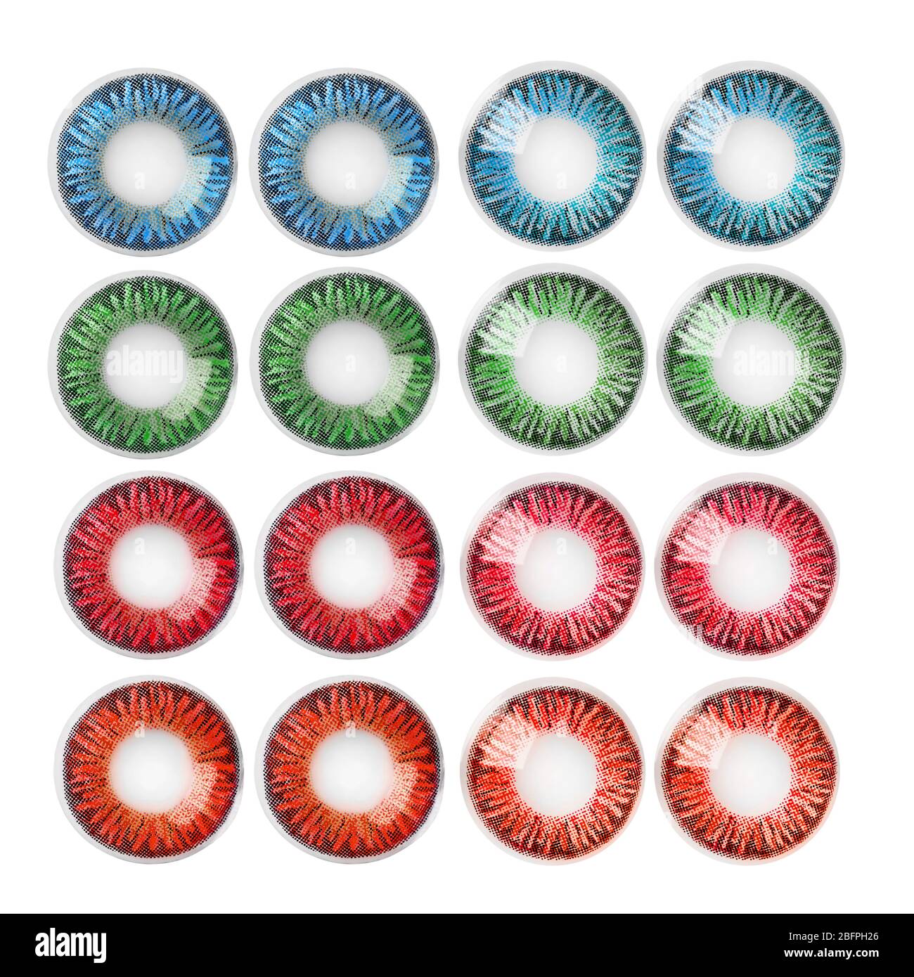 Colorful contact lenses on white background Stock Photo - Alamy