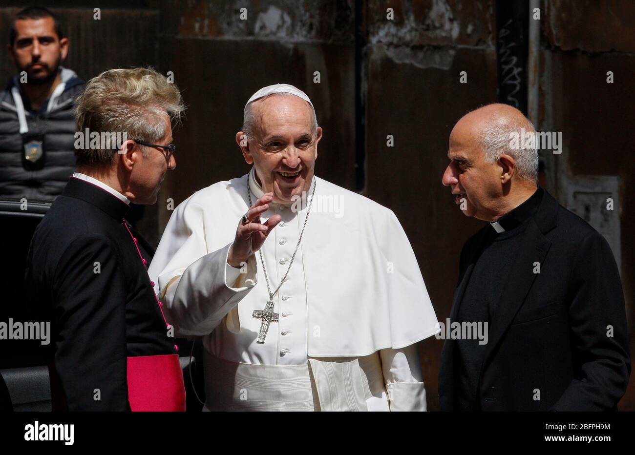 Rome, Italy. 19th Apr, 2020. Pope Francis, flanked by Monsignor Jozef ...