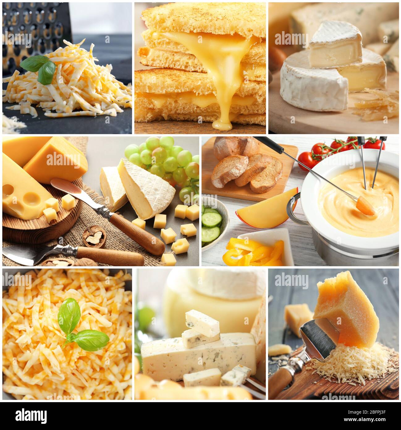 Collage with different kinds of cheese Stock Photo - Alamy