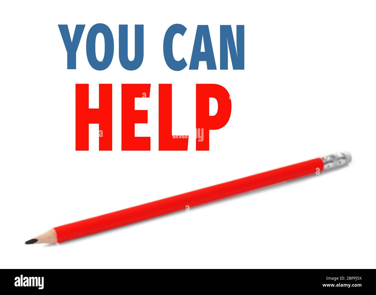 Text YOU CAN HELP and pencil on white background. Volunteer concept ...