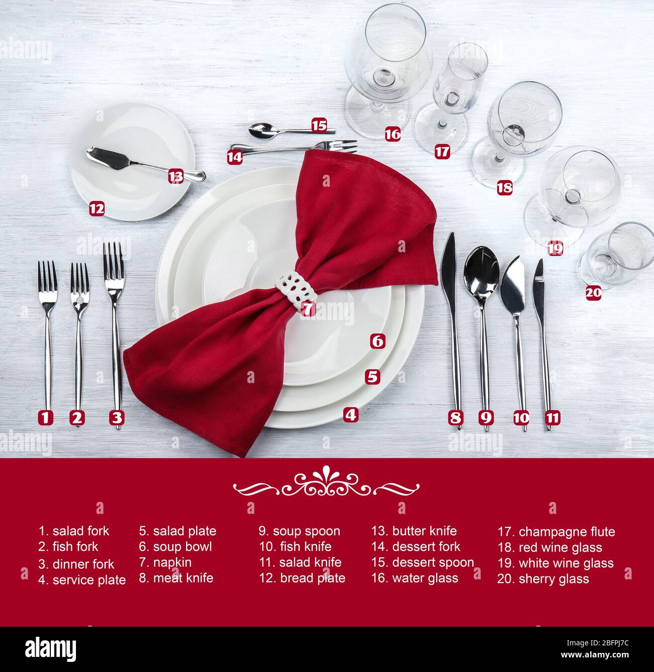 Arrangement of dishware and cutlery on wooden background. Table setting ...