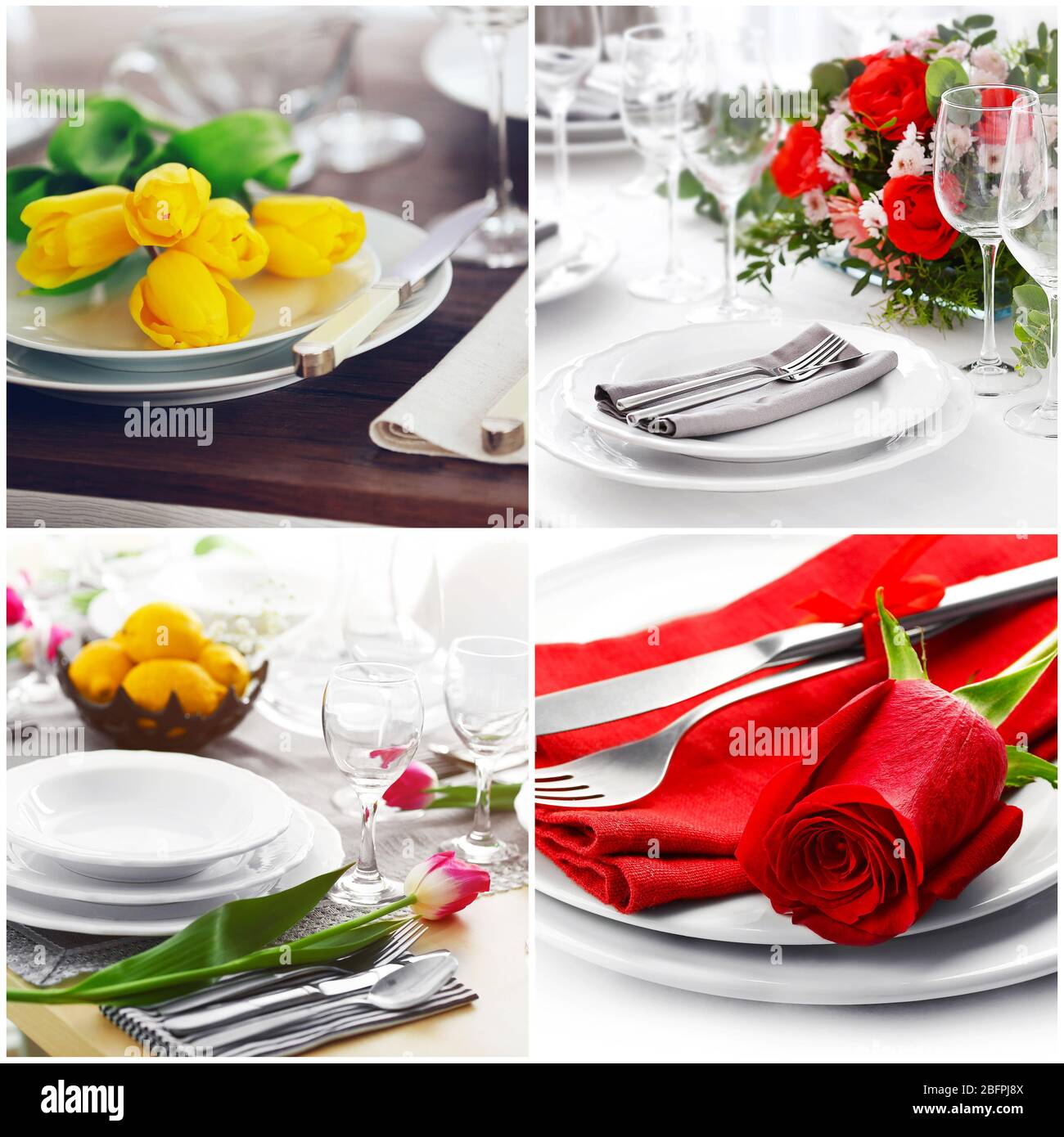Collage of different table setting ideas Stock Photo - Alamy