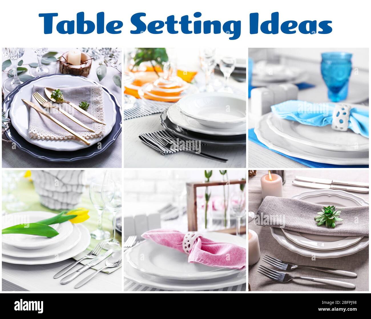 Collage of different table setting ideas Stock Photo - Alamy