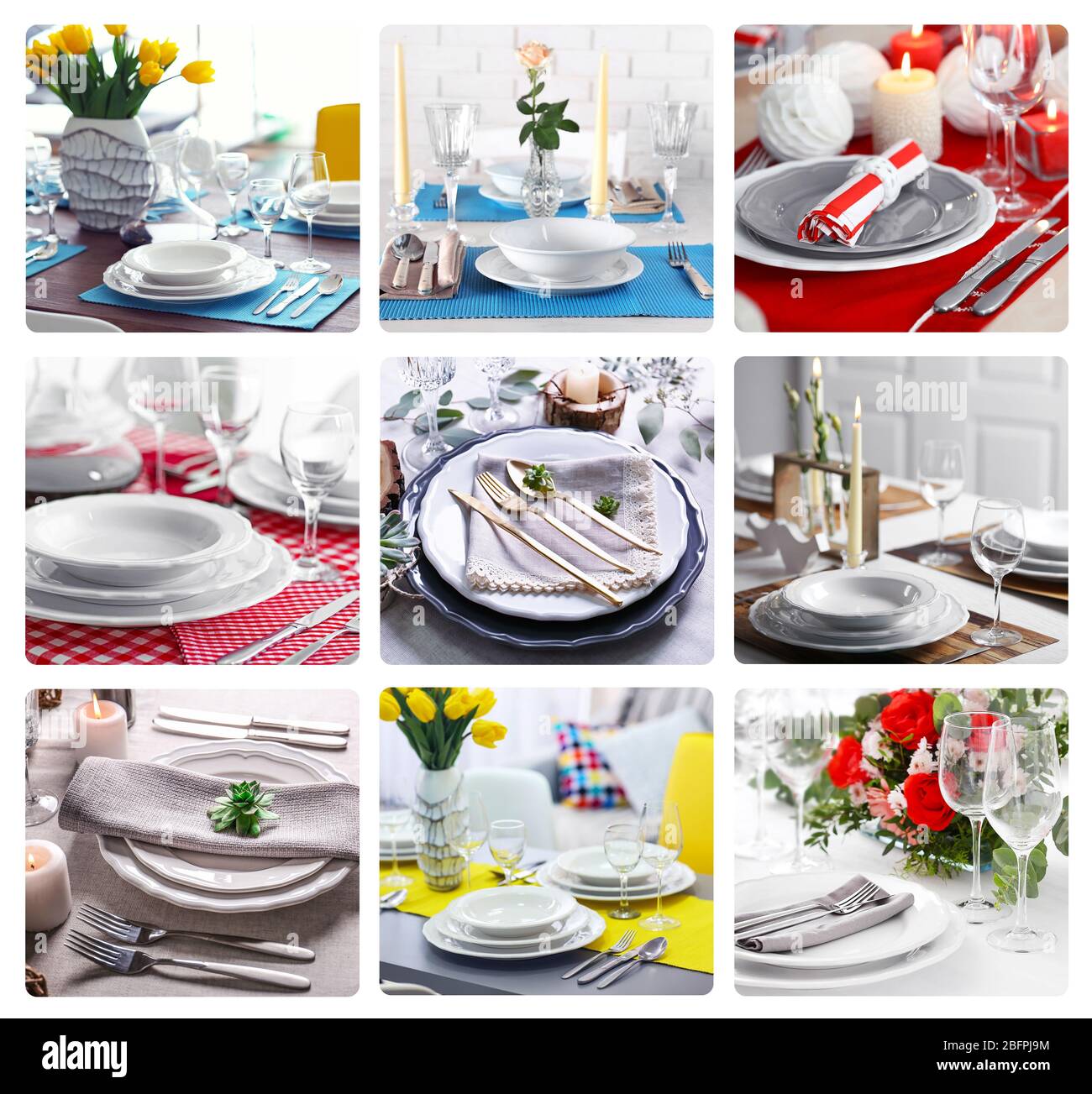 Collage of different table setting ideas Stock Photo - Alamy