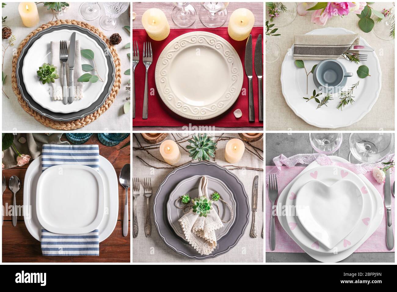 Collage of different table setting ideas Stock Photo - Alamy