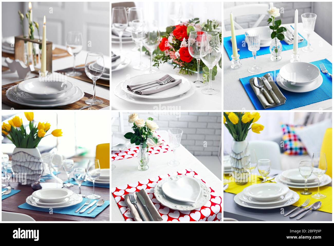 Collage of different table setting ideas Stock Photo - Alamy