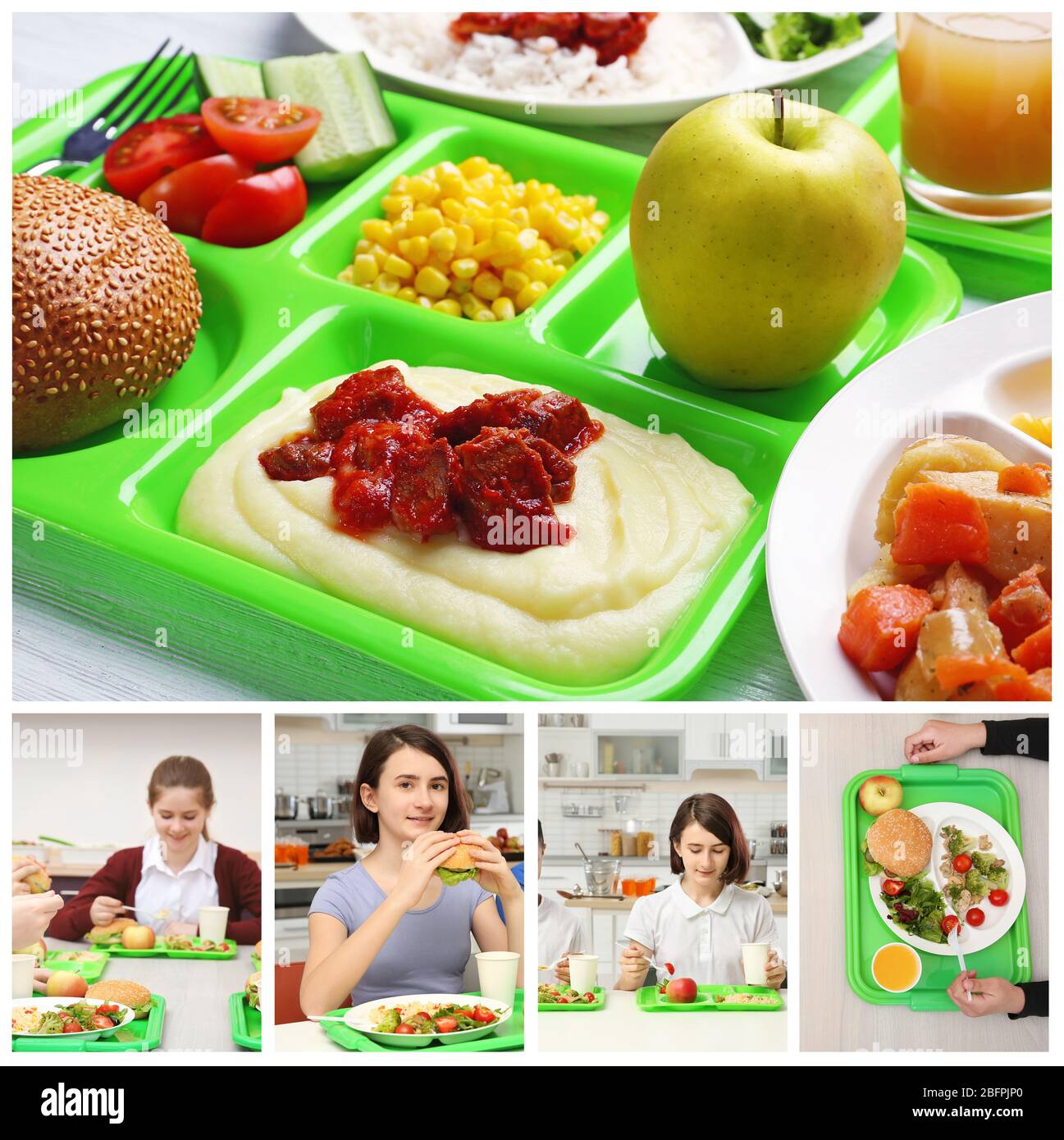 Collage for school lunch concept Stock Photo - Alamy
