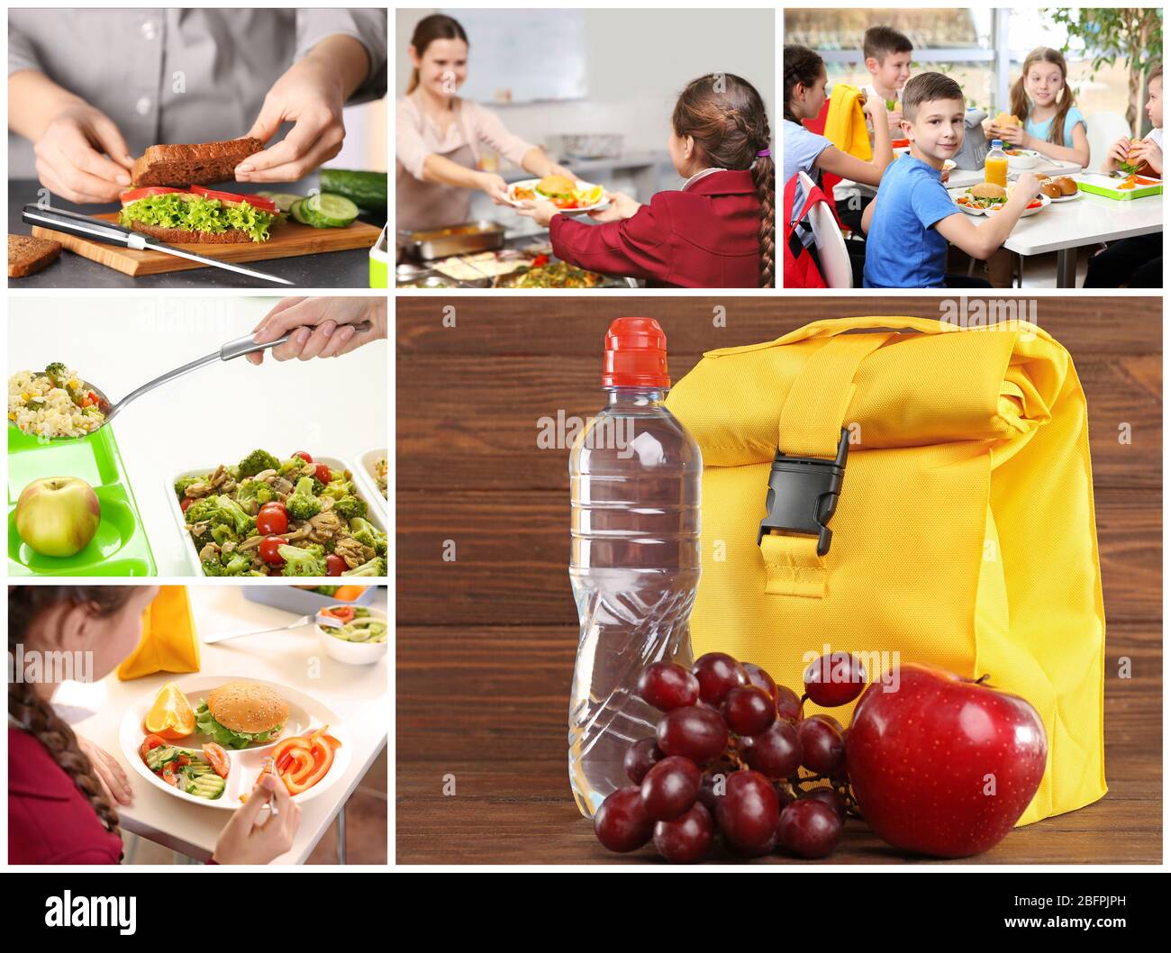 Collage for school lunch concept Stock Photo - Alamy