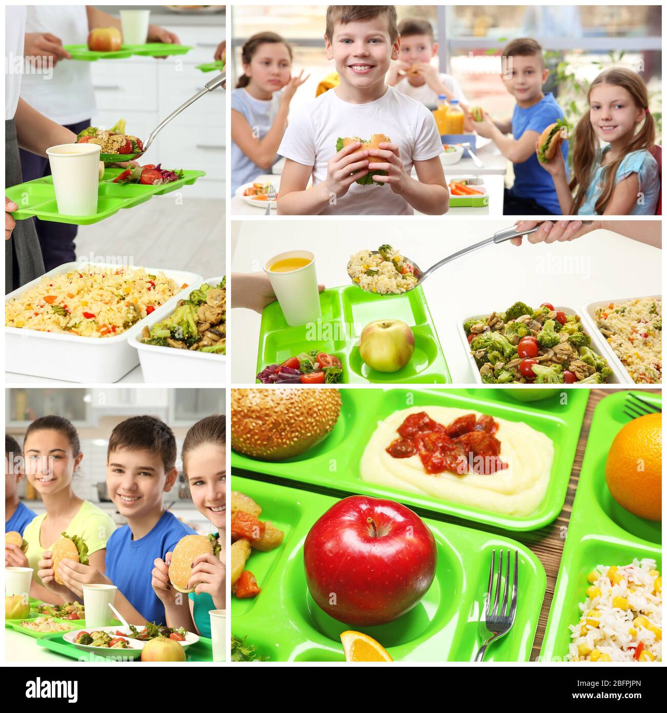 Collage for school lunch concept Stock Photo - Alamy