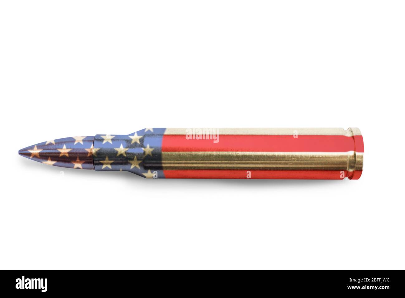 Bullet with pattern of American flag on white background Stock Photo ...
