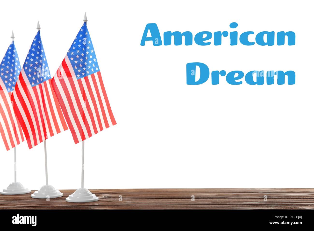 Text AMERICAN DREAM and USA flags on white background Stock Photo - Alamy