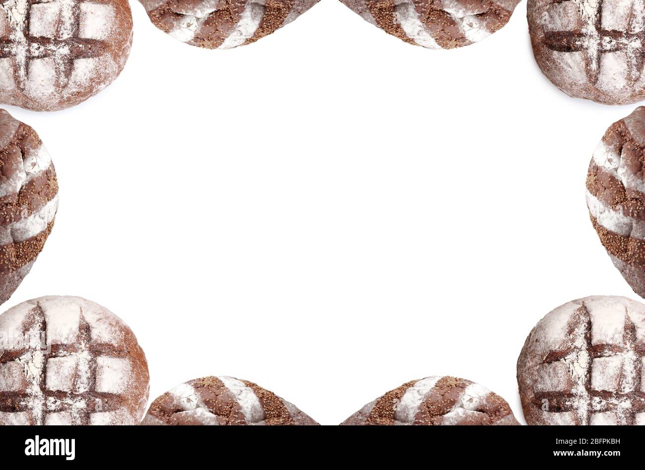 Frame of bread on white background Stock Photo - Alamy
