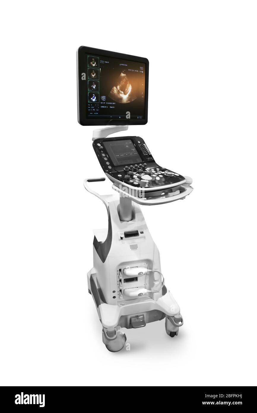 Modern ultrasound machine on white background Stock Photo - Alamy