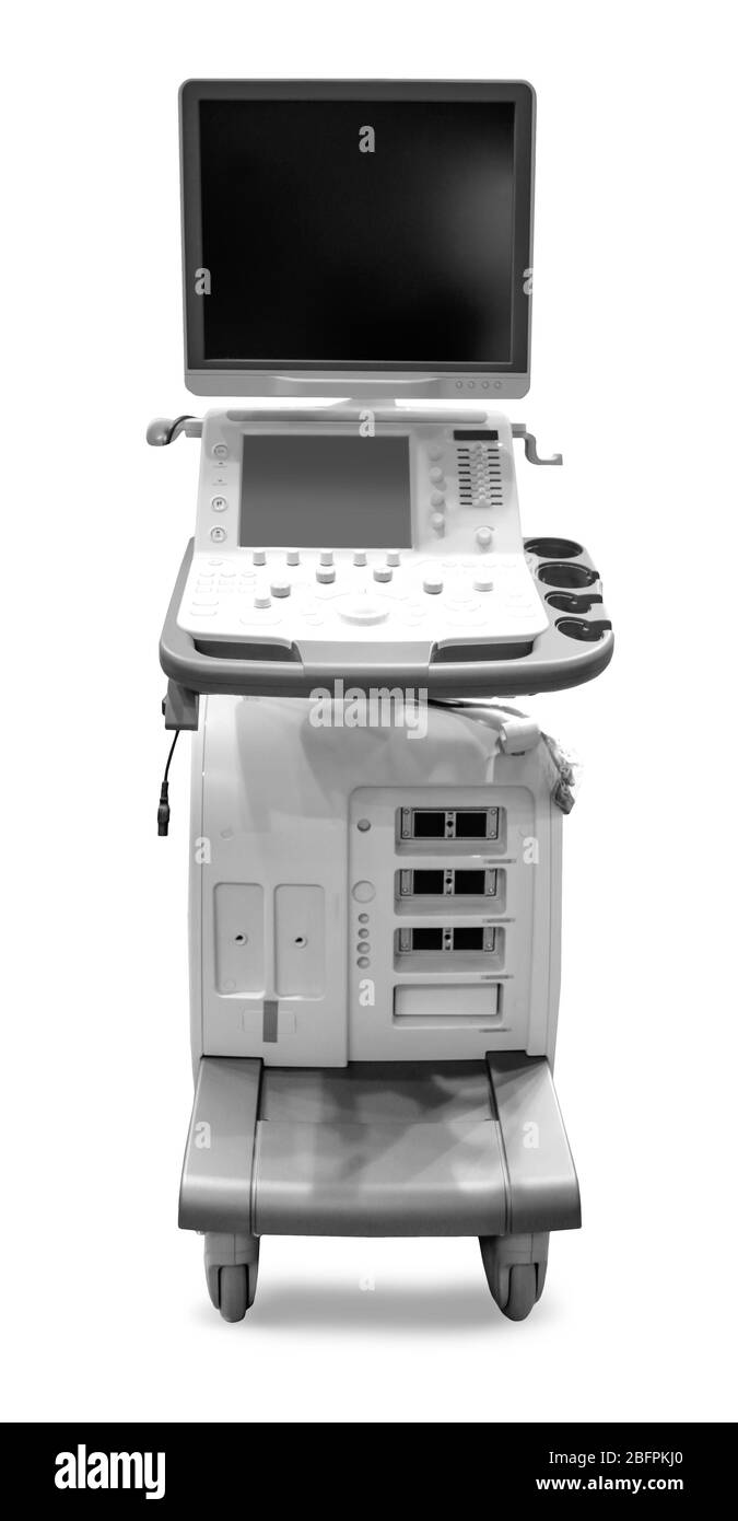 Modern ultrasound machine on white background Stock Photo - Alamy