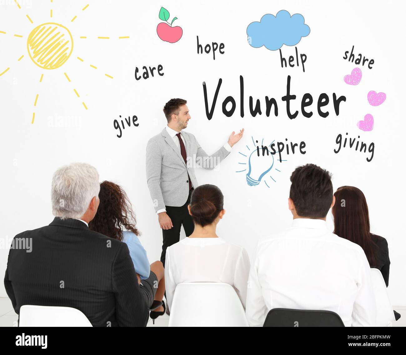 Group of people on meeting in conference room. Volunteer concept Stock ...