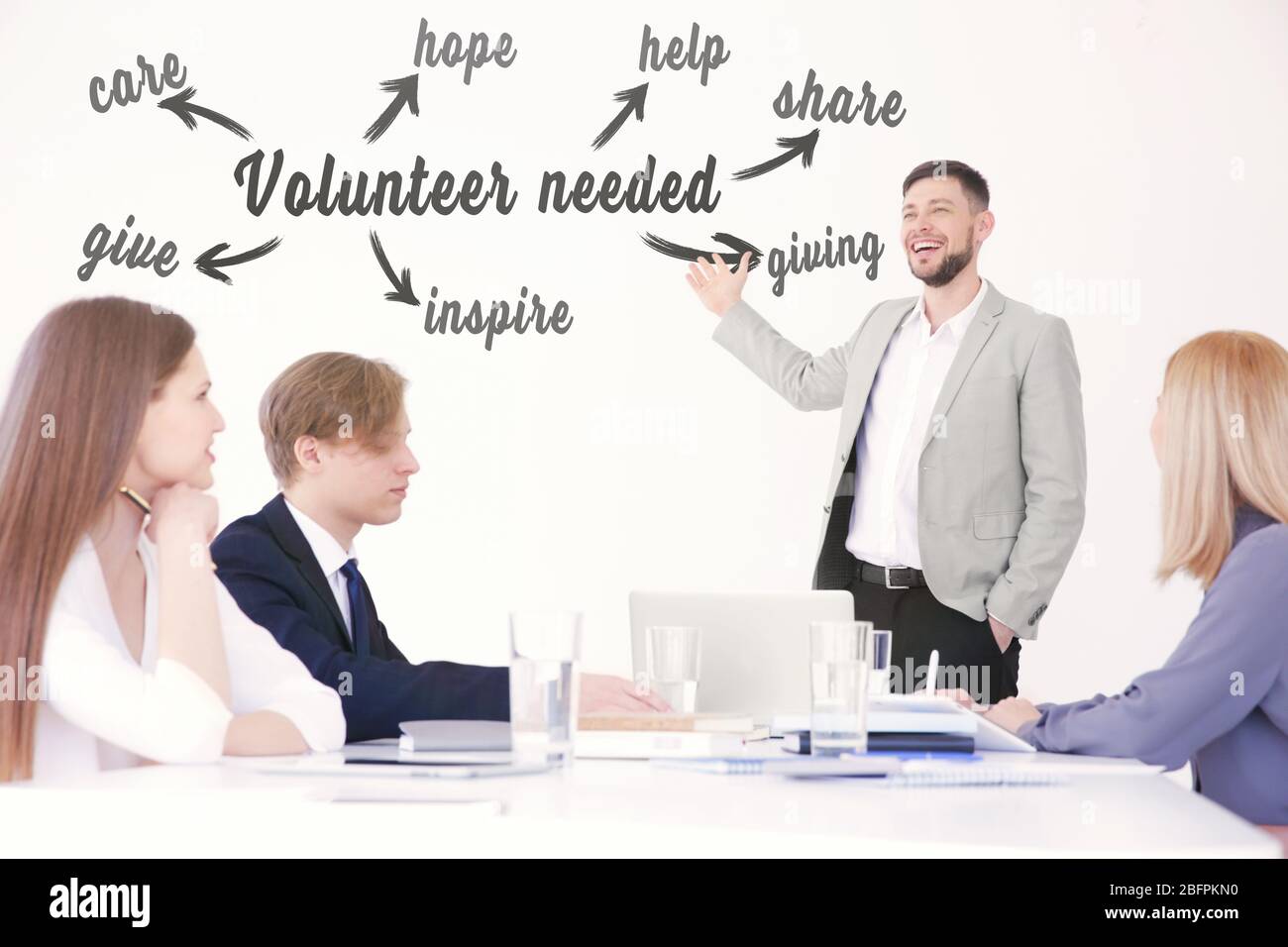 Group of people on meeting in conference room. Volunteer concept Stock ...