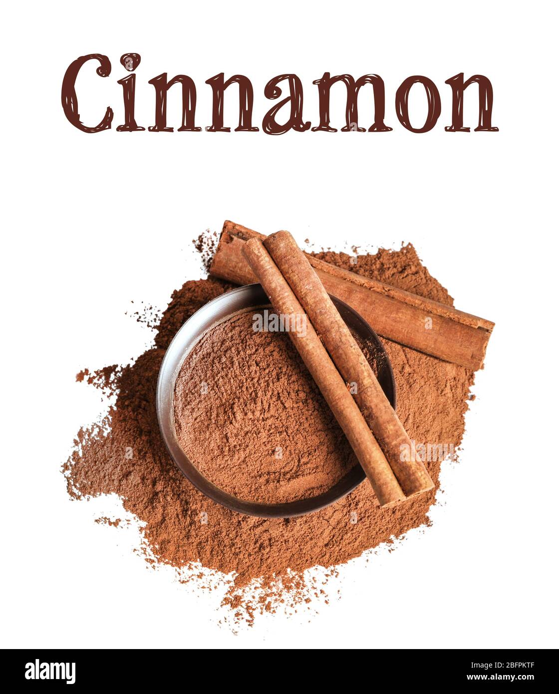 Cinnamon sticks and powder with bowl on white background Stock Photo ...