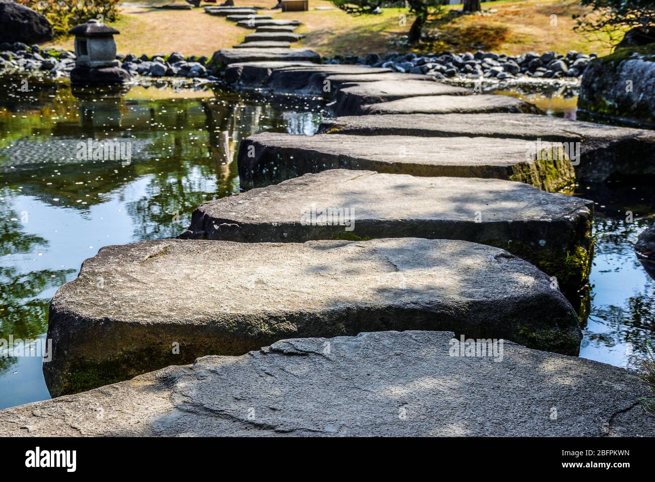 Stone path in the japanese garden in Kyoto Stock Photo - Alamy