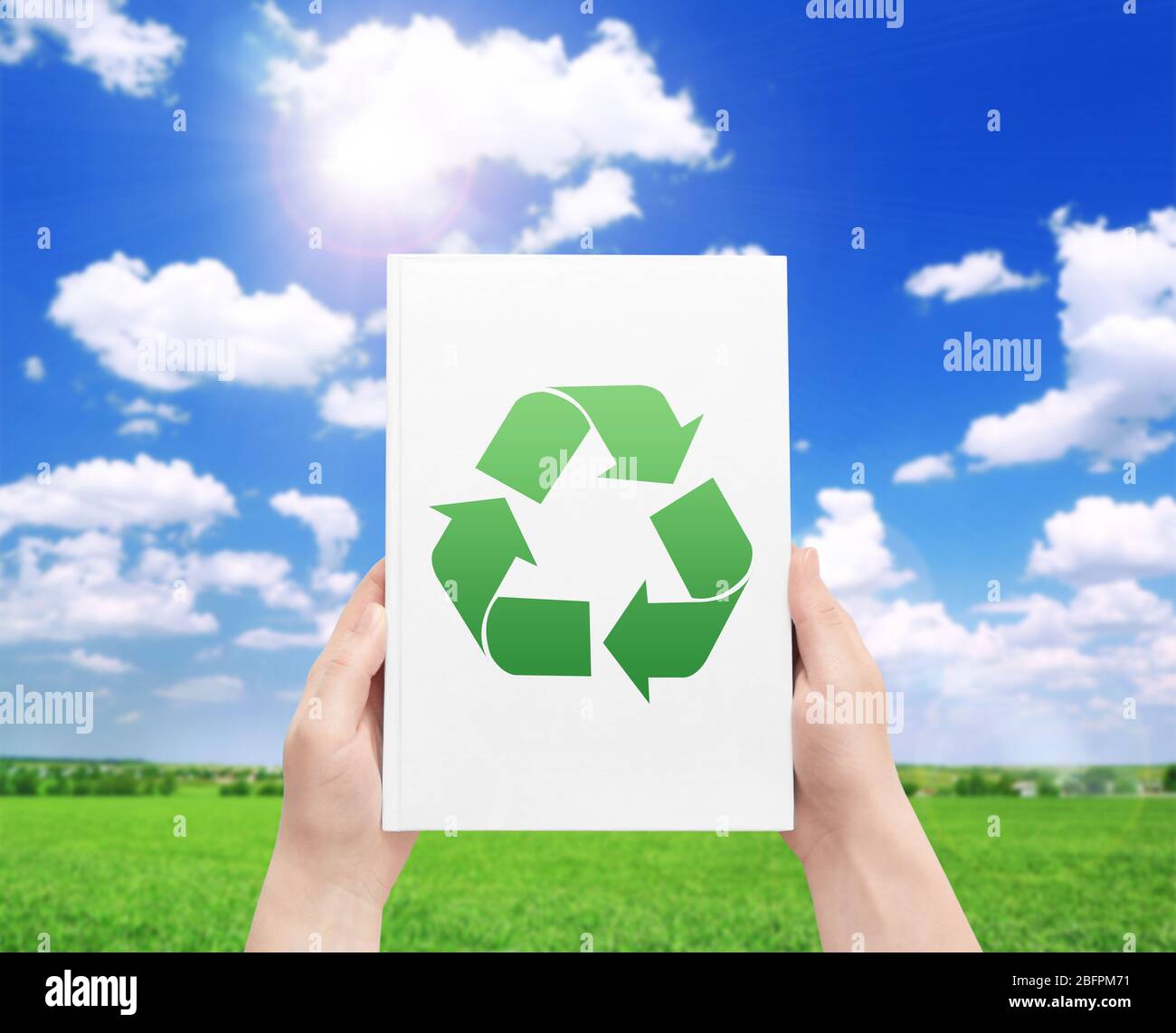 Concept of environmental conservation and protection. Woman holding ...