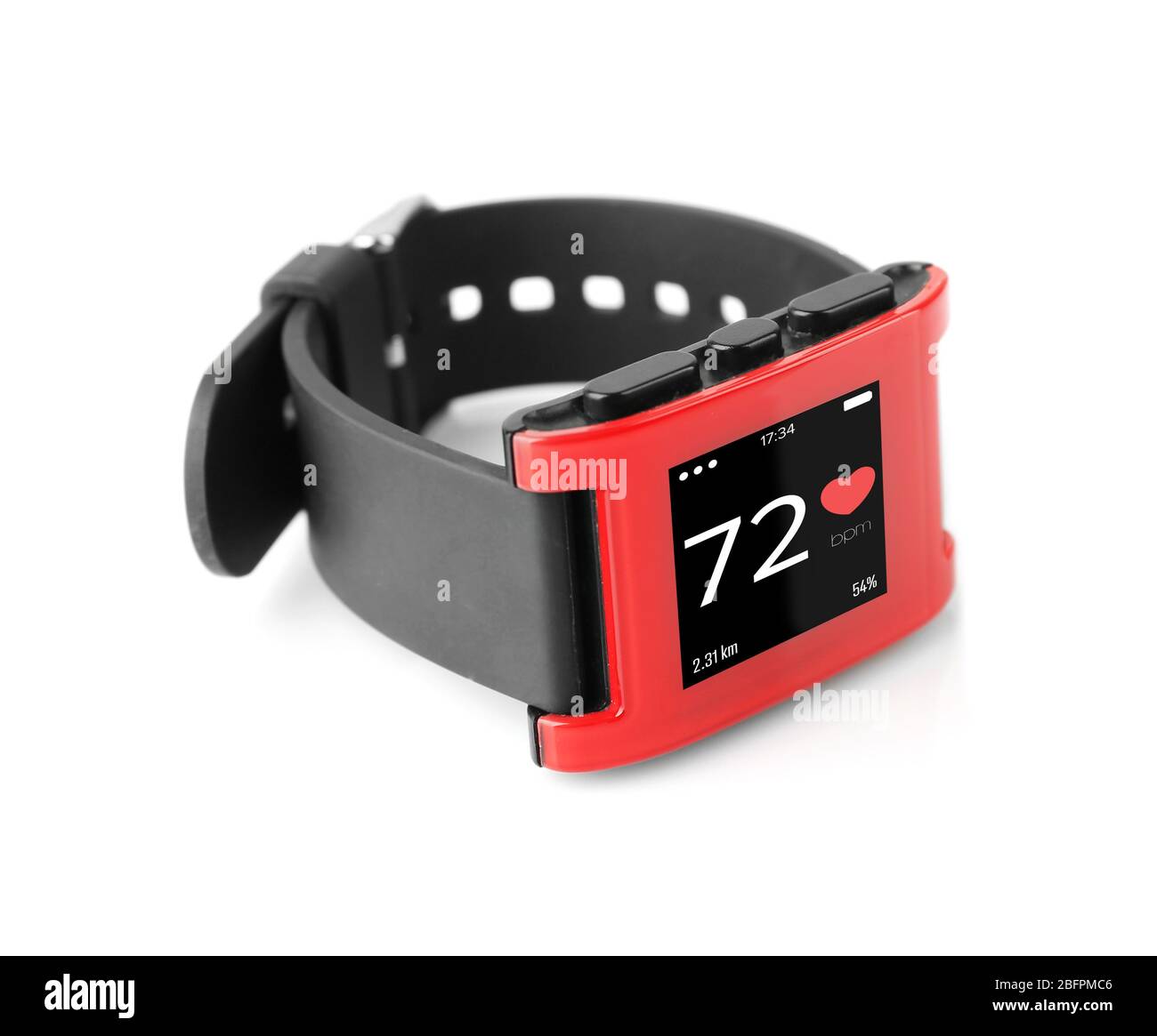 Heart rate monitor watch on white background Stock Photo - Alamy