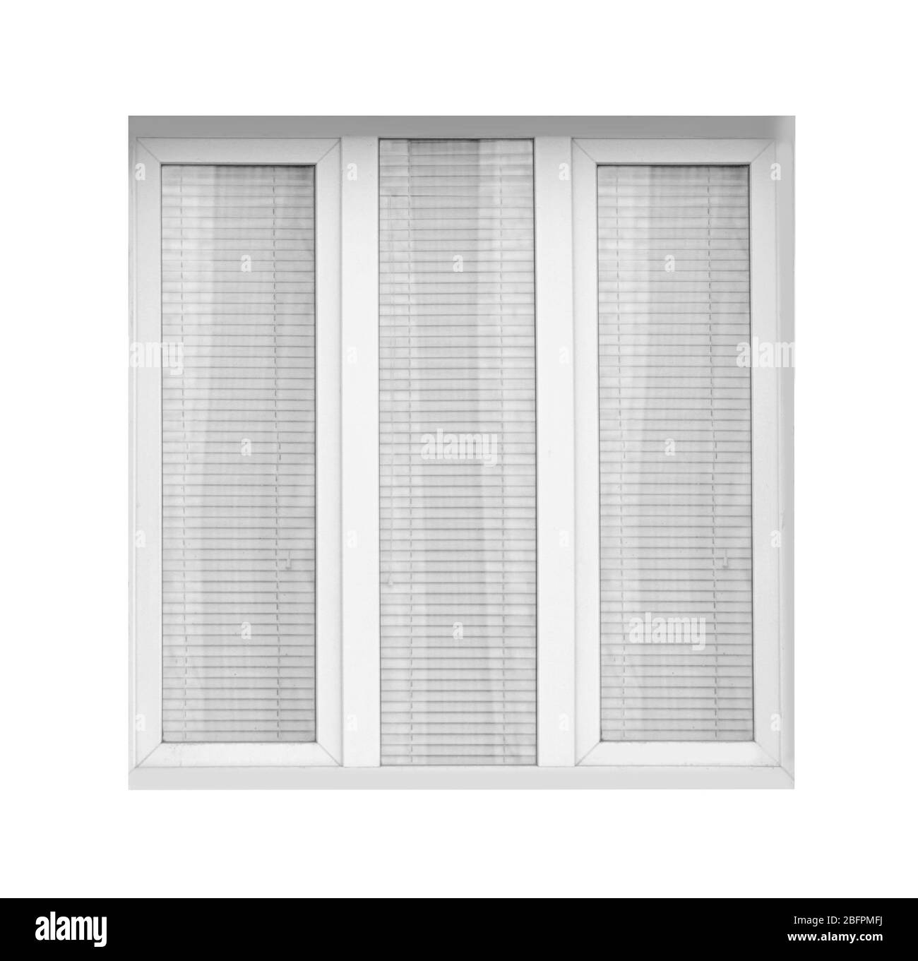 Window with modern blinds on white background Stock Photo - Alamy