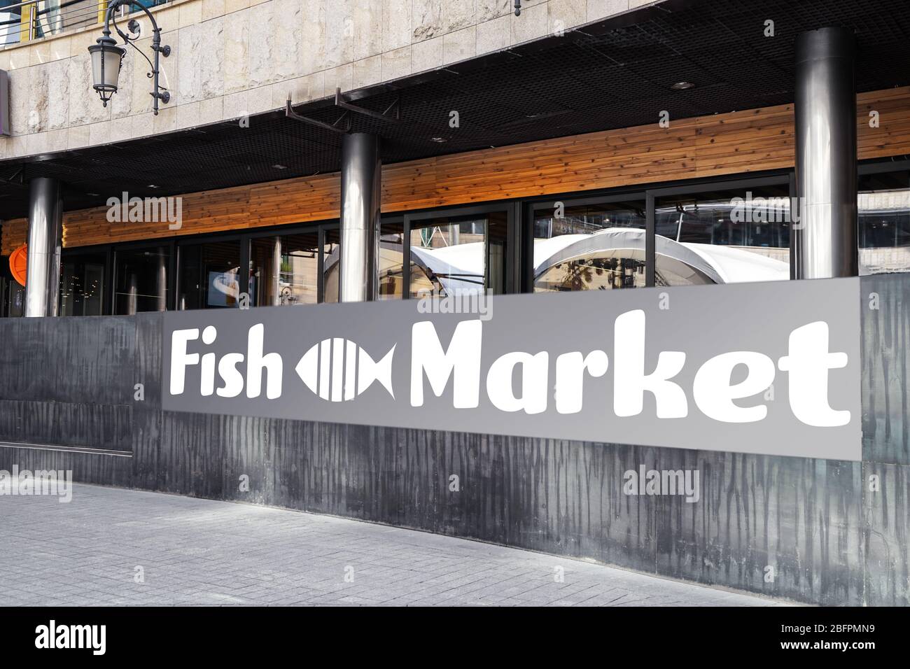 Modern design of fish market exterior Stock Photo - Alamy