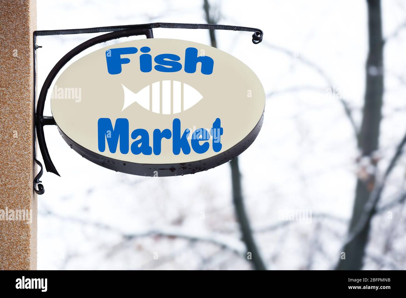Signboard of fish market outdoor Stock Photo - Alamy