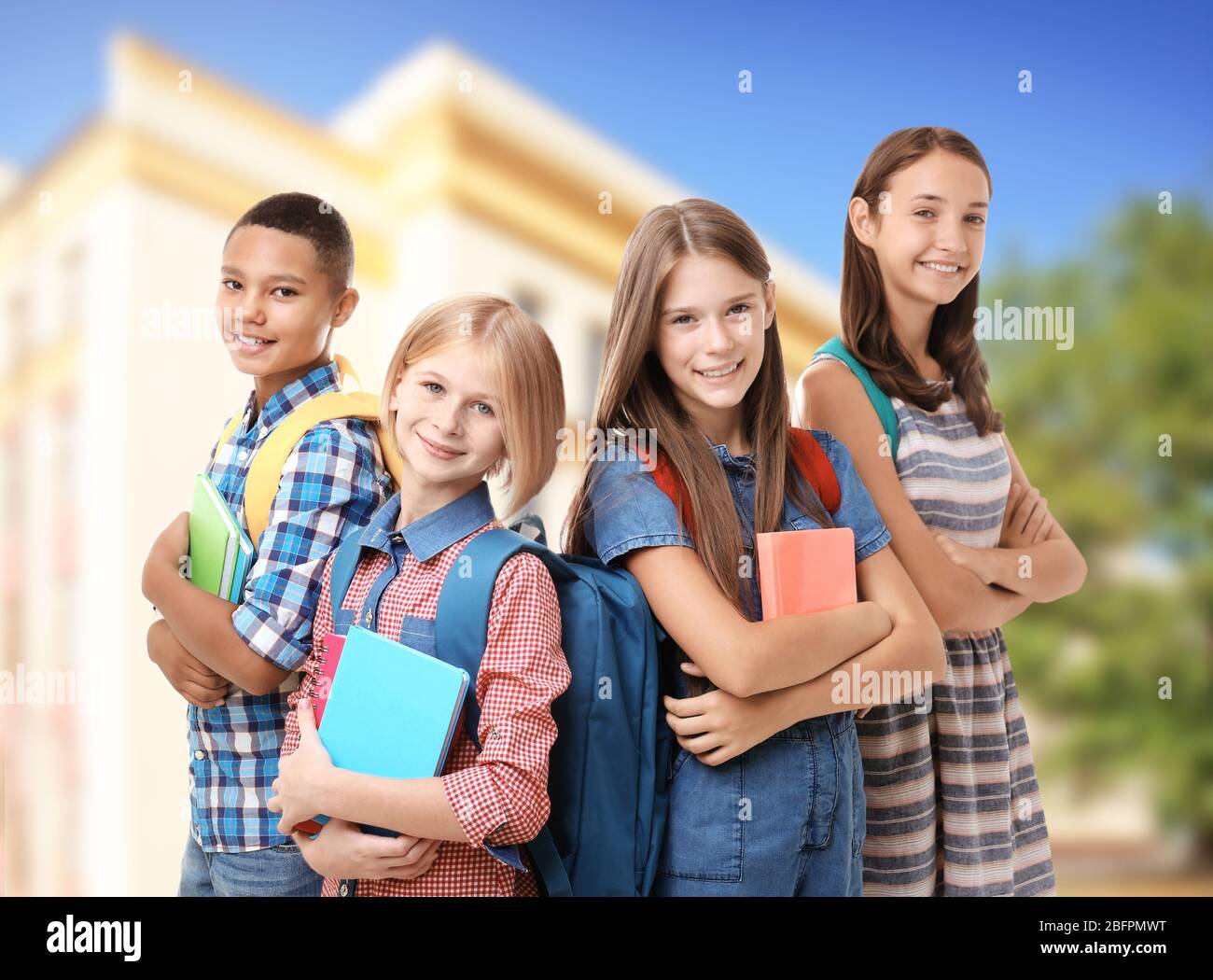Children and school on background Stock Photo - Alamy